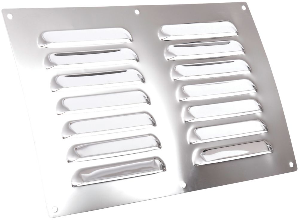 Map Vent Fixed Louvre Vent Chrome Stainless Steel 229mm x 152mm - Screwfix
