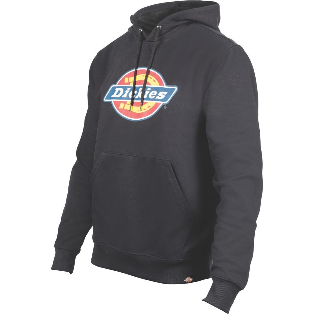 Dickies Logo Fleece Hoodie Black Medium 37 39 Chest Screwfix