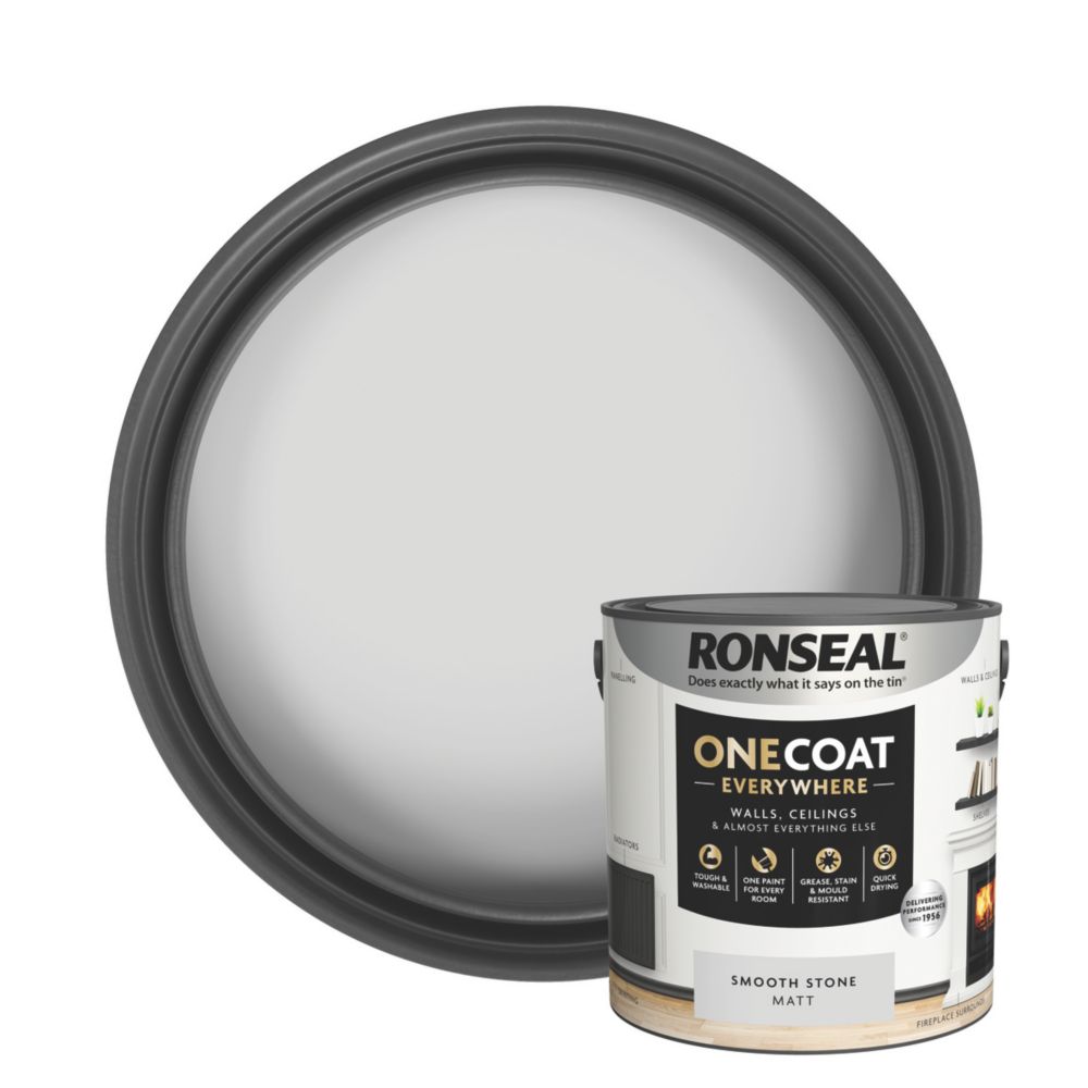Ronseal 2.5Ltr Smooth Stone Matt Emulsion Multi Surface Paint - Screwfix