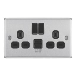 LAP 13A 2-Gang SP Switched Socket + 2.4A 12W 2-Outlet Type A USB ...
