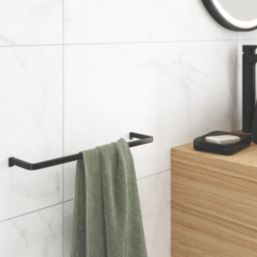 Elland Towel Rail Black 400mm x 80mm x 20mm - Screwfix
