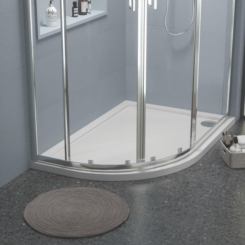 ETAL Pearlstone Matrix Offset Quadrant Shower Tray Left-Handed White ...