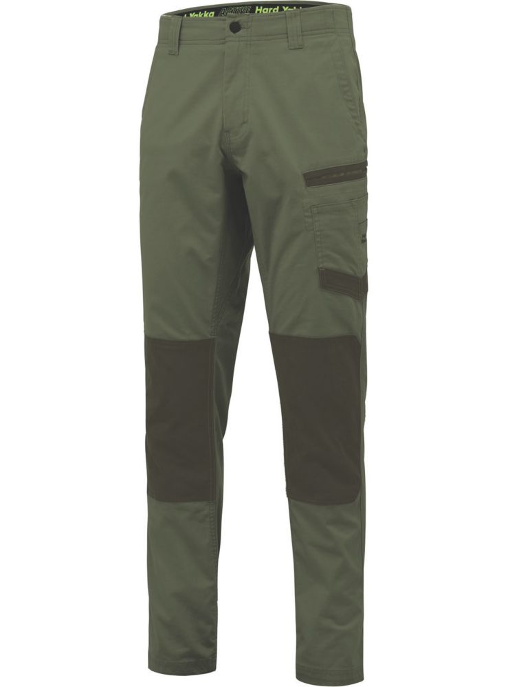 Hard Yakka Raptor Active Work Trousers Green 30" W 32" L - Screwfix