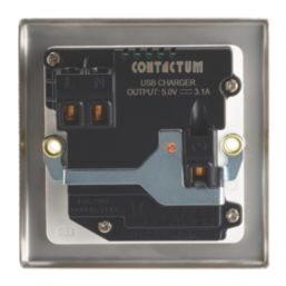Contactum iConic 13A 1-Gang DP Switched Socket + 3.1A 15.5W 1-Outlet ...