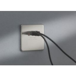 Knightsbridge 5A 63W 3-Outlet Type A & C USB Socket Brushed Chrome with ...