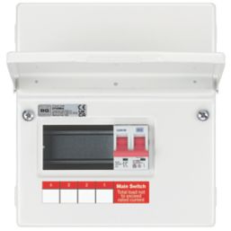 British General Fortress 6-Module 4-Way Part-Populated Main Switch Consumer Unit - Screwfix