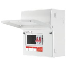 British General Fortress 6-Module 4-Way Part-Populated Main Switch Consumer Unit - Screwfix