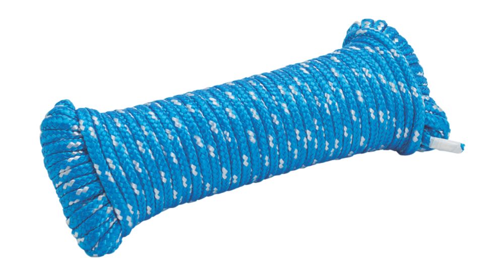 Essentials Braided Rope Blue/White 5mm x 20m - Screwfix