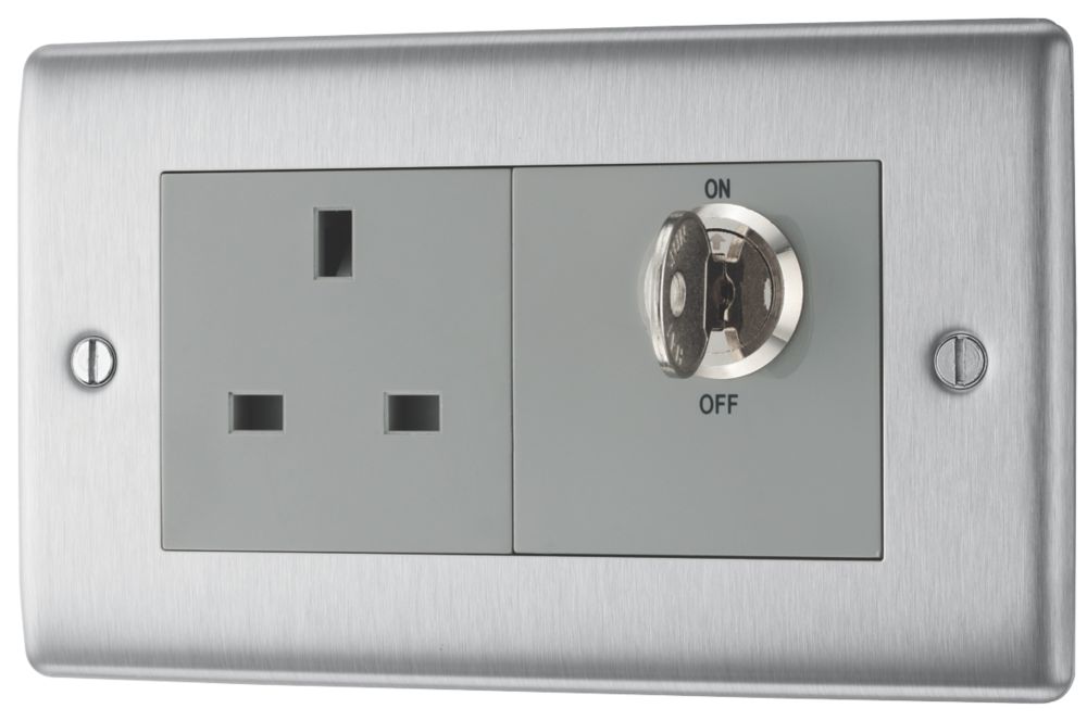 British General Nexus Metal 13A Key Switch 1-Gang DP Switched Socket ...