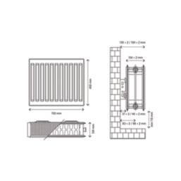 Flomasta 400mm x 700mm 2909BTU White Type 22 Convector Radiator - Screwfix