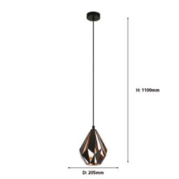 Eglo Carlton 1 Single Pendant Light Black/Copper - Screwfix
