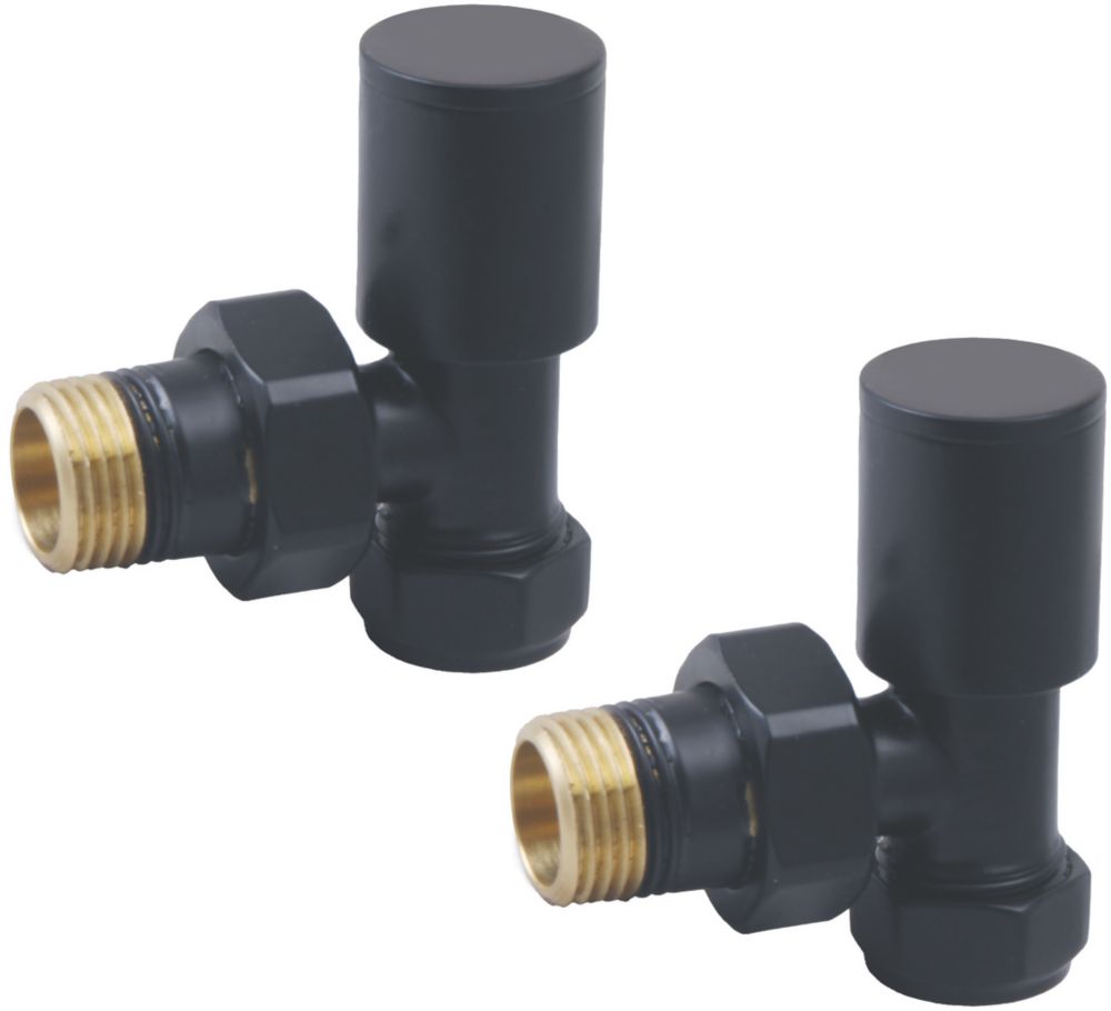 Towelrads 15mm x 1/2" Black Angled Designer Manual Radiator Valve ...