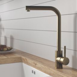 ETAL Vito Single Lever Mono Mixer Kitchen Tap Antique Brass - Screwfix