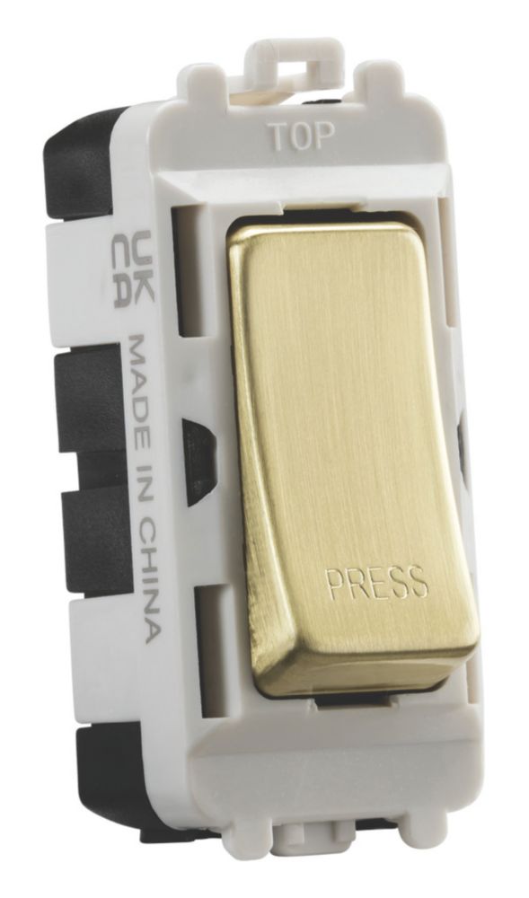 Knightsbridge 20AX 2-Way Grid Retractive Switch Module 'Press' Brushed ...