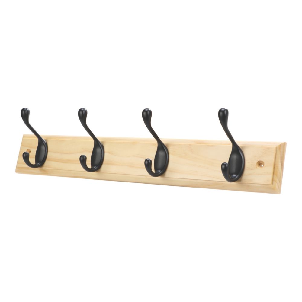 Essentials 4-Hook Rail Pine 458mm x 95mm - Screwfix