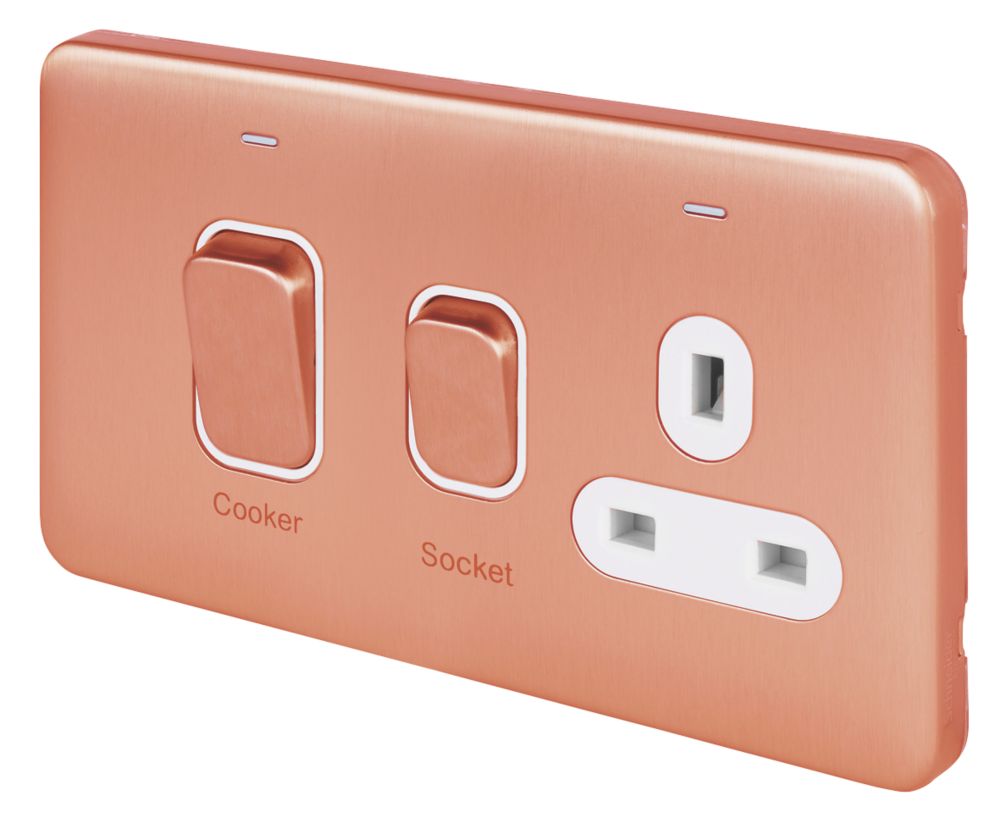 Schneider Electric Lisse Deco 45A 2-Gang DP Cooker Switch Copper with ...