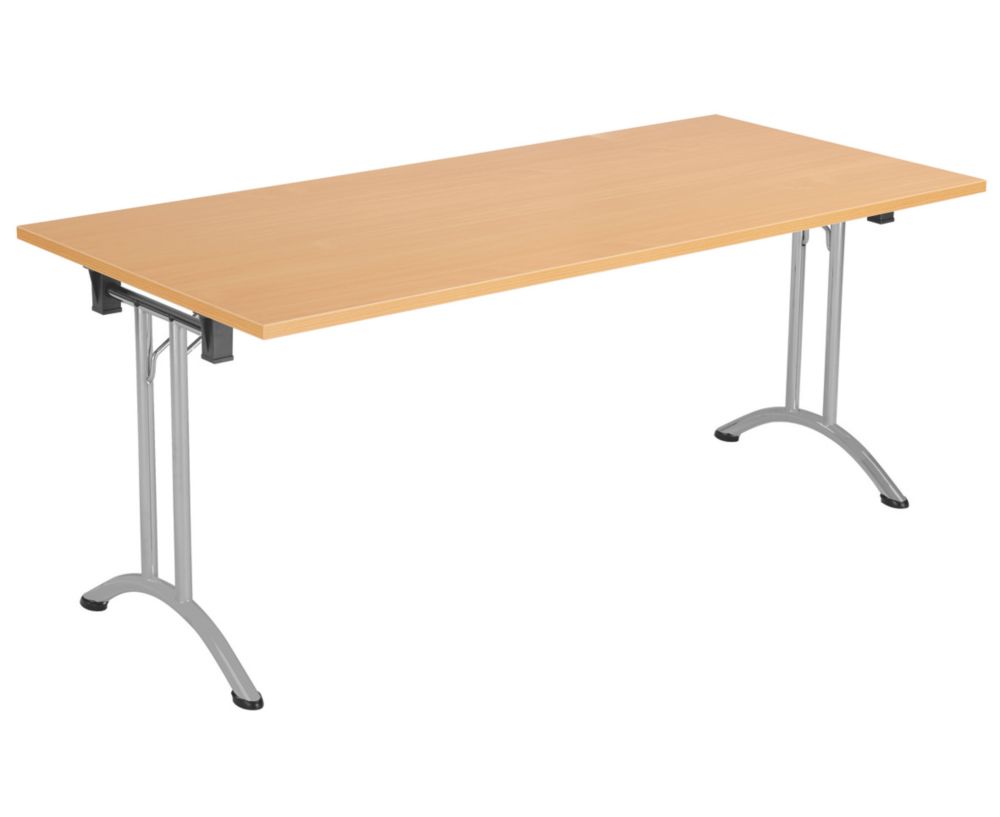 TC Group One Union Rectangular Folding Table Beech/Silver 1600mm x ...