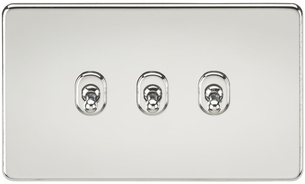 Knightsbridge 10AX 3-Gang 2-Way Light Switch Polished Chrome - Screwfix Knightsbridge 10AX 3-Gang 2-Way Light Switch Polished Chrome - Screwfix