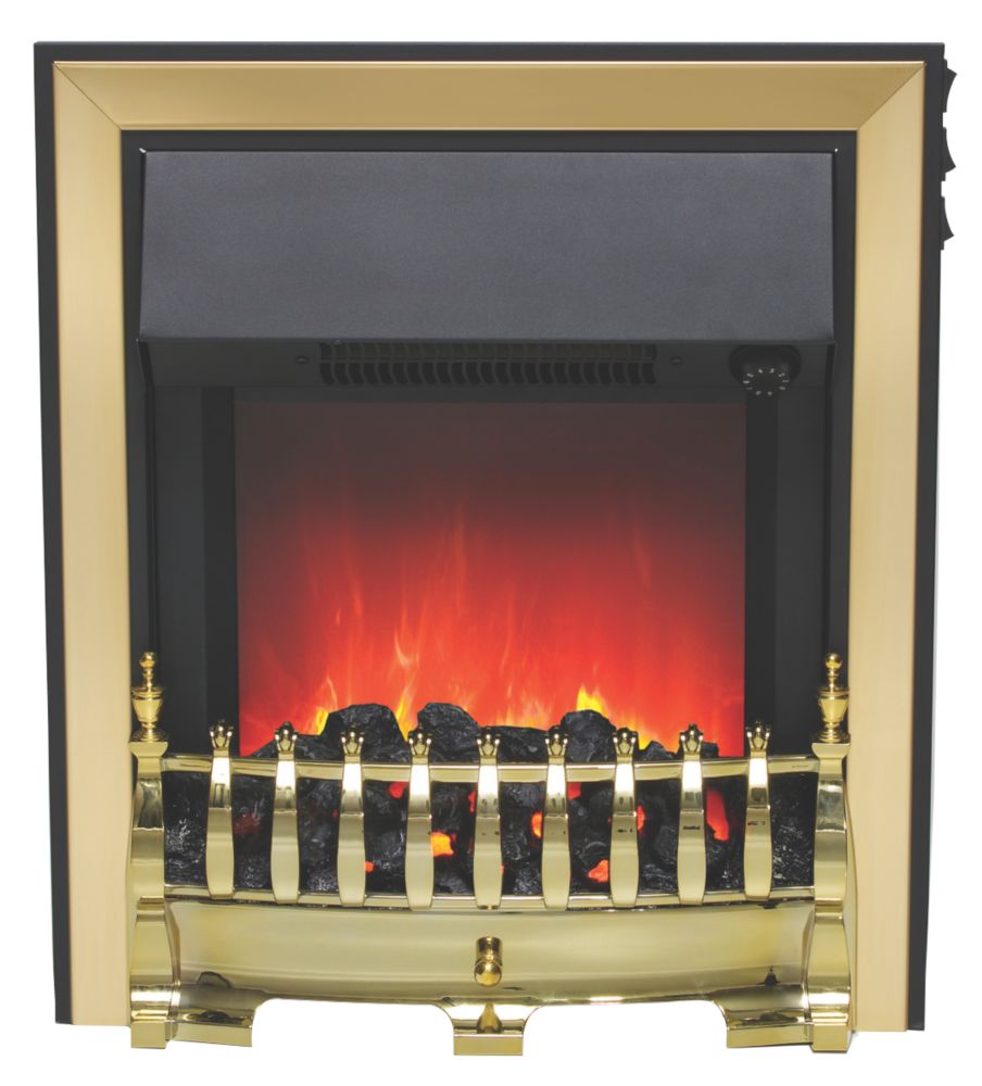 Be Modern Fazer Black / Brass Switch Control Inset Electric Fire ...