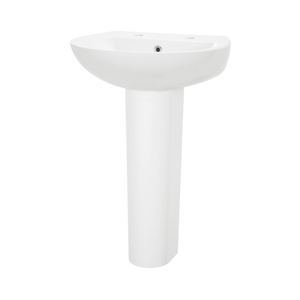 Swirl Enz Wall-Mounted Basin 2 Tap Holes 555mm - Screwfix