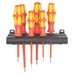 Wera 160 i/6 Kraftform Plus Series 100 + Rack Mixed VDE Screwdriver Set 6 Pieces - Screwfix