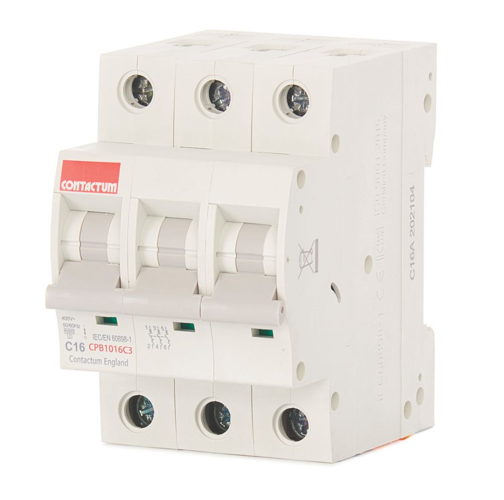 Contactum Defender 16A TP C Curve 3-Phase MCB - Screwfix