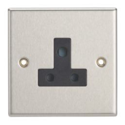 Contactum iConic 5A 1-Gang Unswitched Round Pin Socket Brushed Steel ...