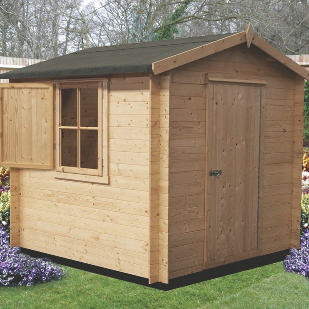 Shire Camelot 10' x 10' (Nominal) Apex Timber Log Cabin - Screwfix