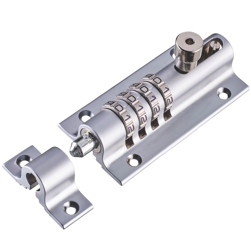 Squire Die-Cast Steel 4-Dial Combination Bolt 120mm Chrome - Screwfix
