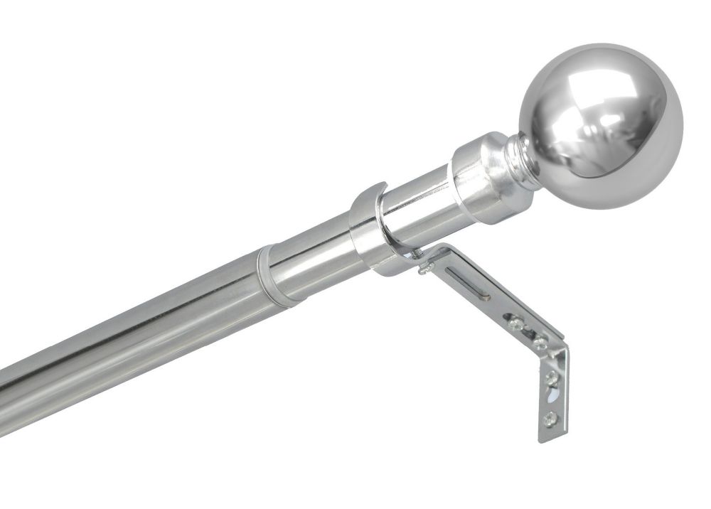 Renaissance Polished Chrome Curtain Pole 28/25mm x 120-210cm - Screwfix