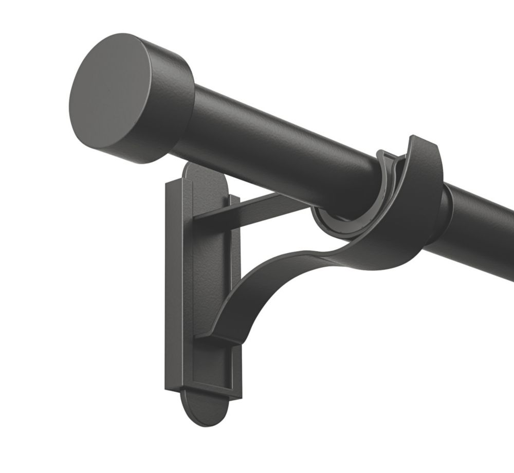 Rothley Matt Black Extendable Curtain Pole w/ Stud Finials 28mm x 165 ...