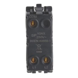 Contactum 10AX 2-Way Modular Light Switch Brushed Steel with Black ...