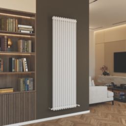 Azur 1800mm x 560mm 5410BTU White Vertical 2 Column Radiator - Screwfix