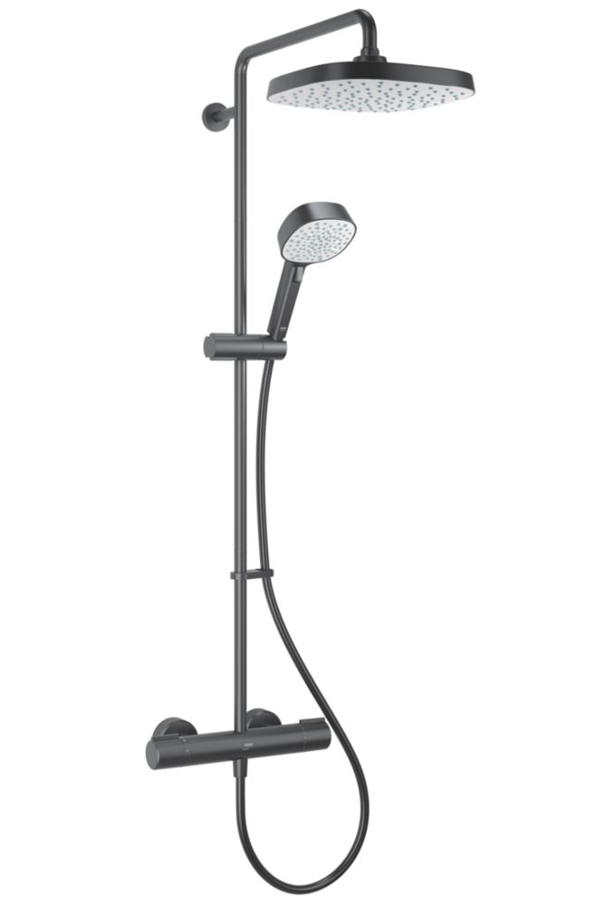 Mira Atom Dual Outlet Rear-Fed Exposed Matt Black Thermostatic Mixer ...