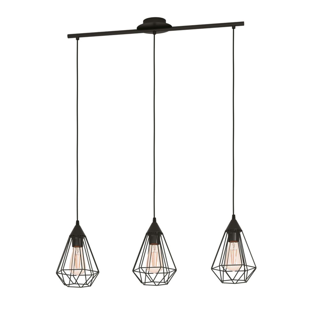 Eglo Tarbes 3-Light Pendant Black - Screwfix