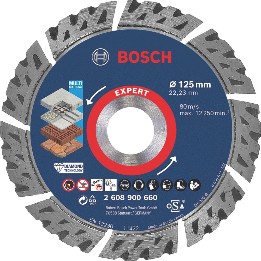 Bosch Expert Masonry Diamond Cutting Disc 125mm x 22.23mm - Screwfix