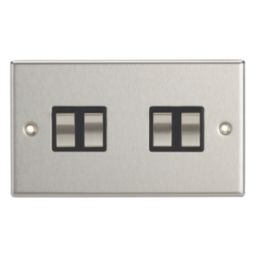 Contactum iConic 10AX 4-Gang 2-Way Light Switch Brushed Steel with ...