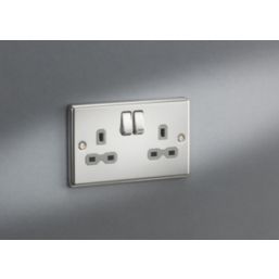 Knightsbridge 13A 2-Gang DP Switched Double Socket Polished Chrome with ...