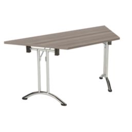 TC Group One Union Trapezoidal Folding Table Grey Oak/Chrome 1600mm x ...