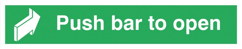 Non Photoluminescent "Push Bar to Open" Sign 75 x 600mm | Safety Signs ...