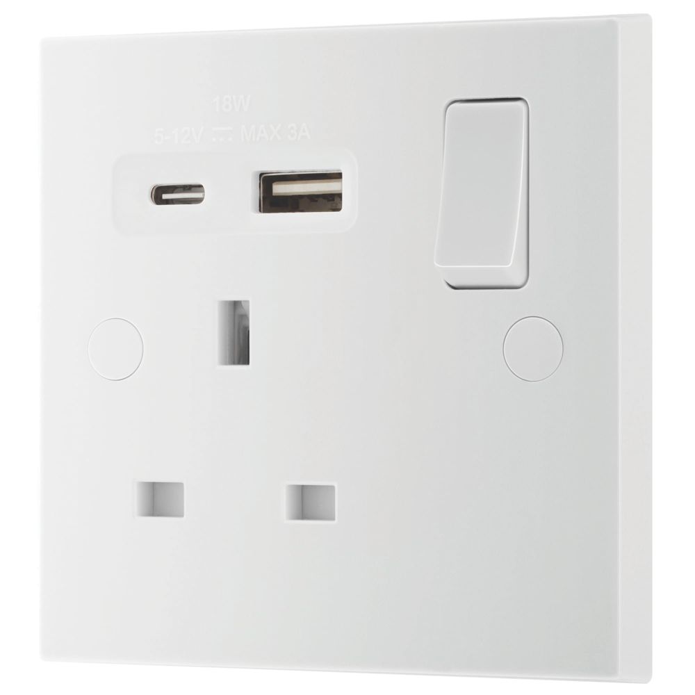 British General 900 Series 13A 1-Gang SP Switched Socket + 3A 18W 2 ...