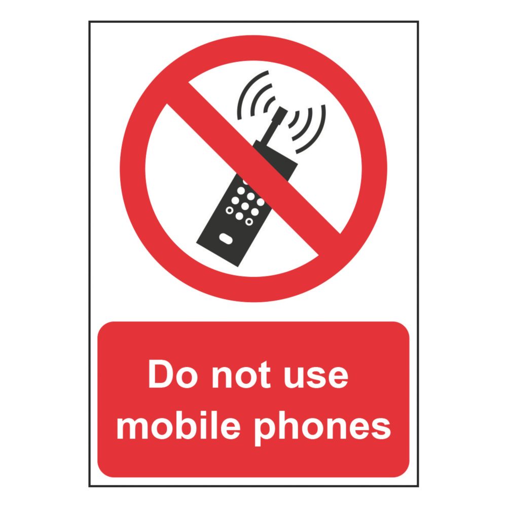 Essentials "Do Not Use Mobile Phones" Sign 210mm x 148mm - Screwfix