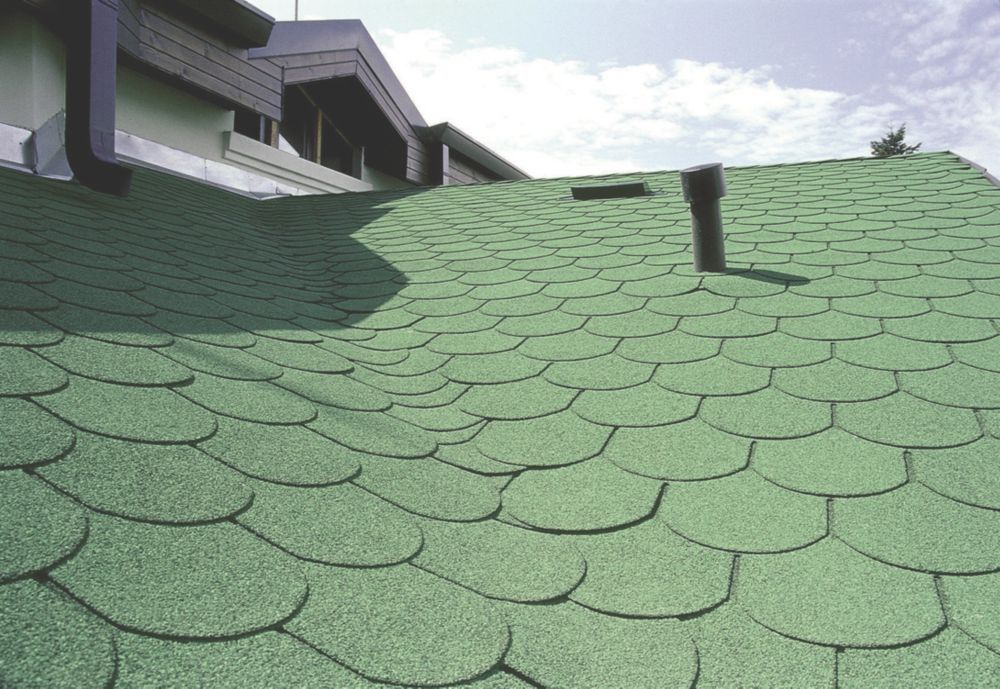 Roof Pro Green Round Bitumen Roof Shingles 1m x 340mm 16 Pack - Screwfix