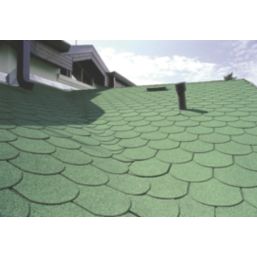 Roof Pro Green Round Bitumen Roof Shingles 1m x 340mm 16 Pack - Screwfix