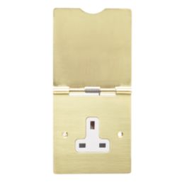 Contactum 3344BBW 13A 1-Gang Unswitched Floor Socket Brushed Brass with ...
