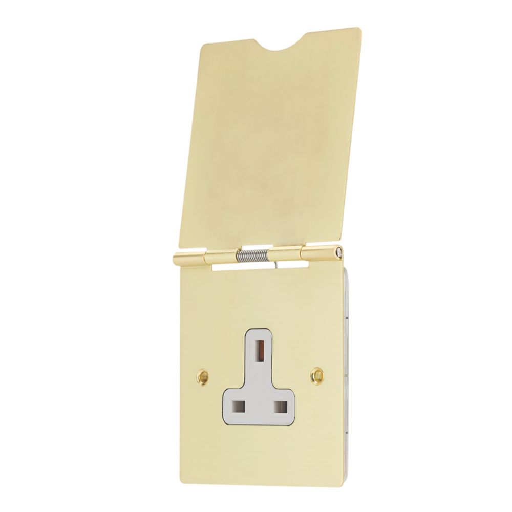 Contactum 3344BBW 13A 1-Gang Unswitched Floor Socket Brushed Brass with ...