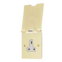 Contactum 3344BBW 13A 1-Gang Unswitched Floor Socket Brushed Brass with ...