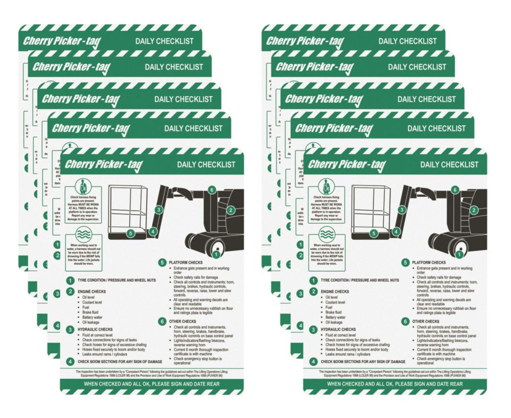 Scafftag Cherry Picker Tag Inserts 10 Pack - Screwfix Scafftag Cherry Picker Tag Inserts 10 Pack - Screwfix