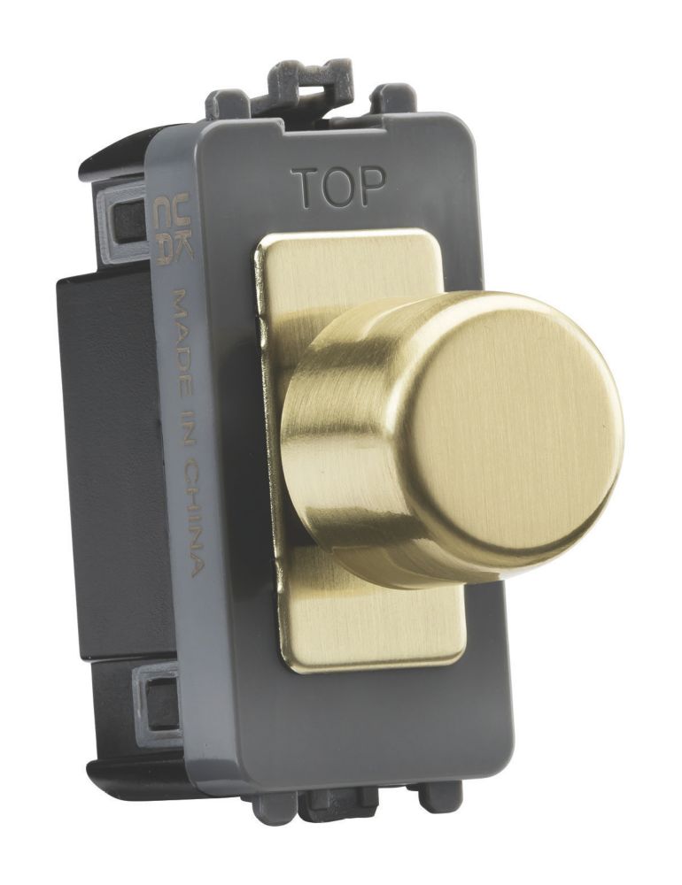 Knightsbridge 2-Way LED Grid Dimmer Switch Brushed Brass - Screwfix