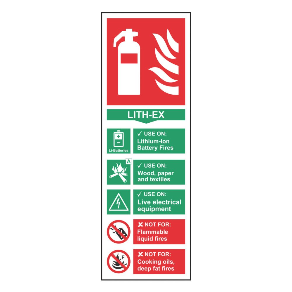 Essentials Non Photoluminescent "Fire Extinguisher Lithium-lon" Sign ...